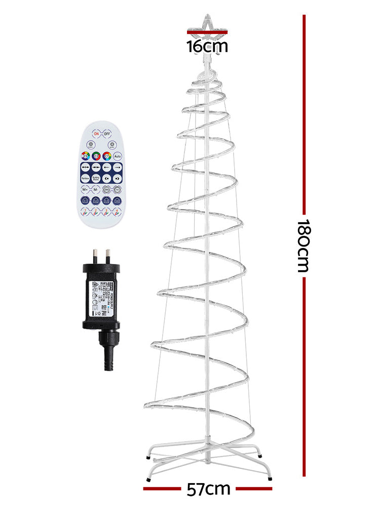 1.8m RGB LED Spiral Tree Rope Light | Christmas Lights