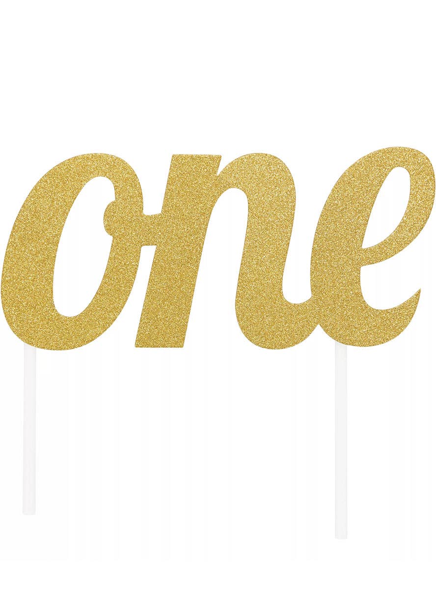 Gold Glitter 1st Birthday One Cake Topper
