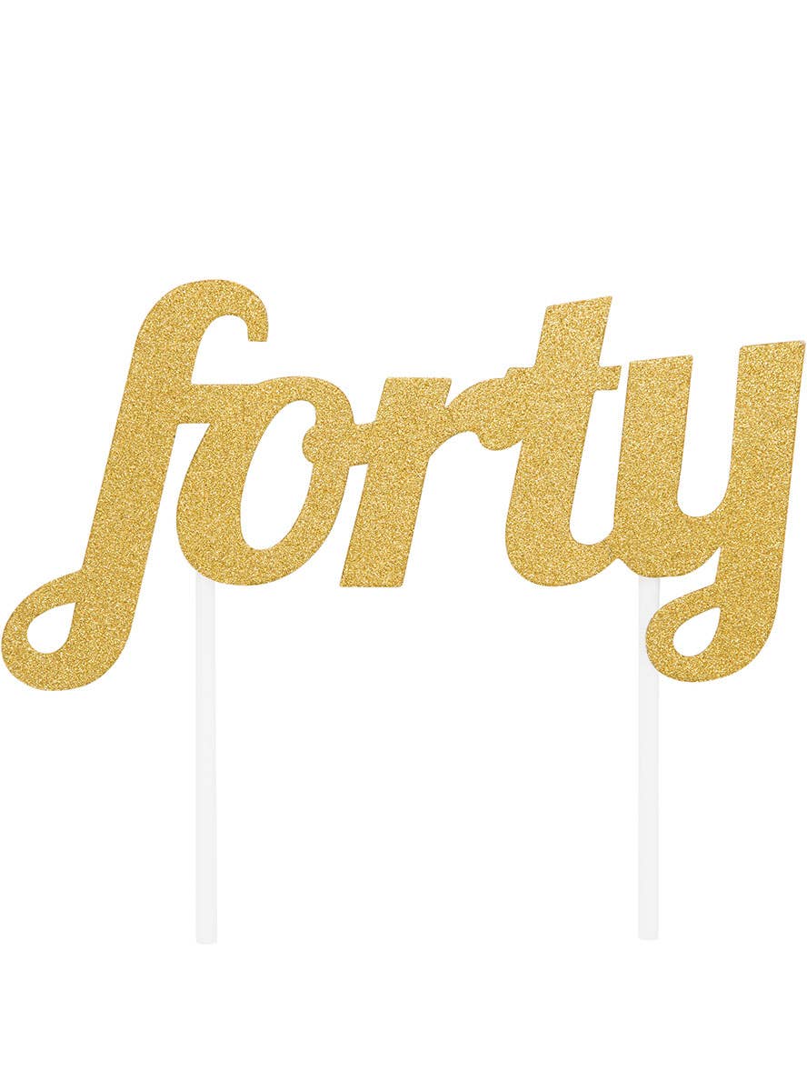 Gold Glitter 40th Birthday Forty Cake Topper