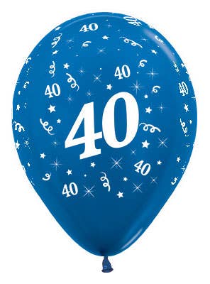 Metallic Blue 40th Birthday 25 Pack Balloons