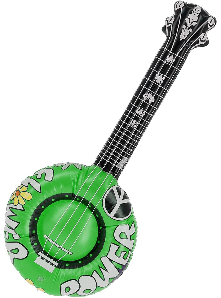 Green Inflatable Mandolin | 1960s Hippie Costume Accessory