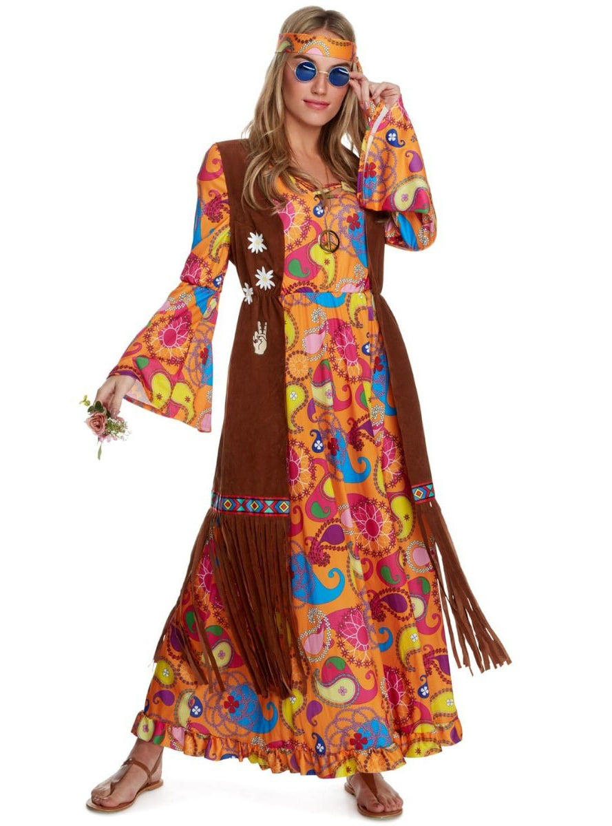 Rainbow Womens Hippie Costume | Womens 1970s Costume