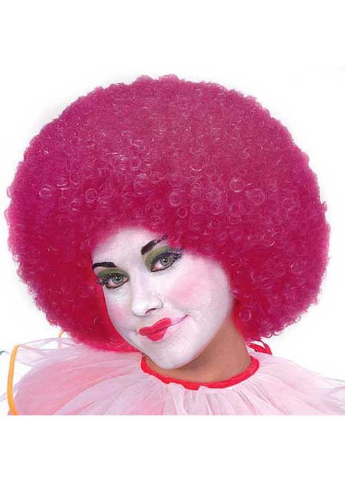 Curly Adults Magenta Pink Clown Costume Wig | Womens Costume Wigs