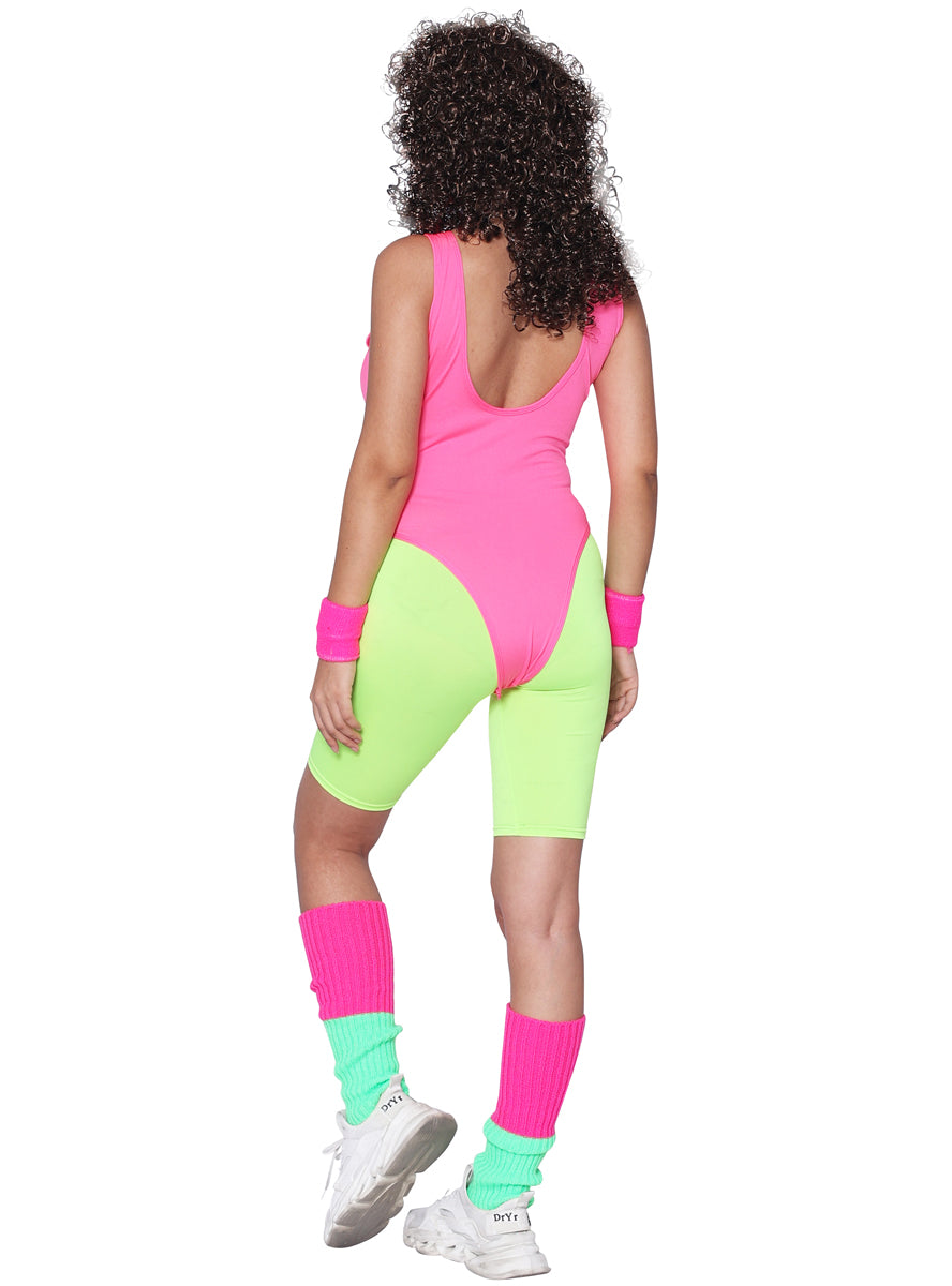 Womens 80s Pink Aerobics Costume | 80s Workout Costume For Women