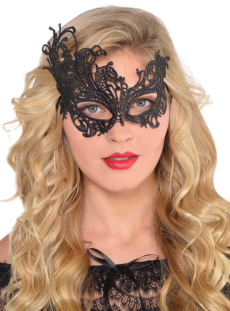 Womens Black Lace Masquerade Mask | Black Lace Costume Mask