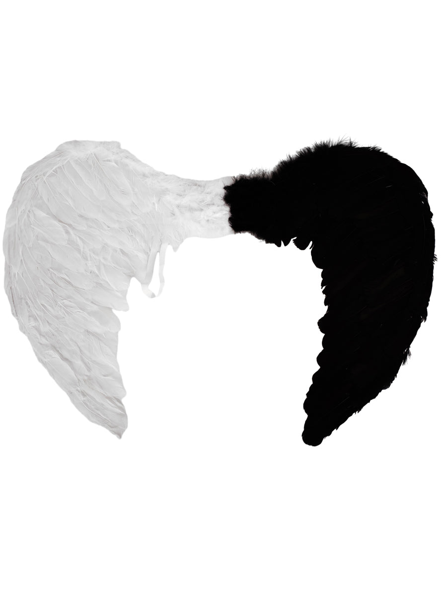 Black And White Feather Costume Wings | Devil Angel Halloween Wings