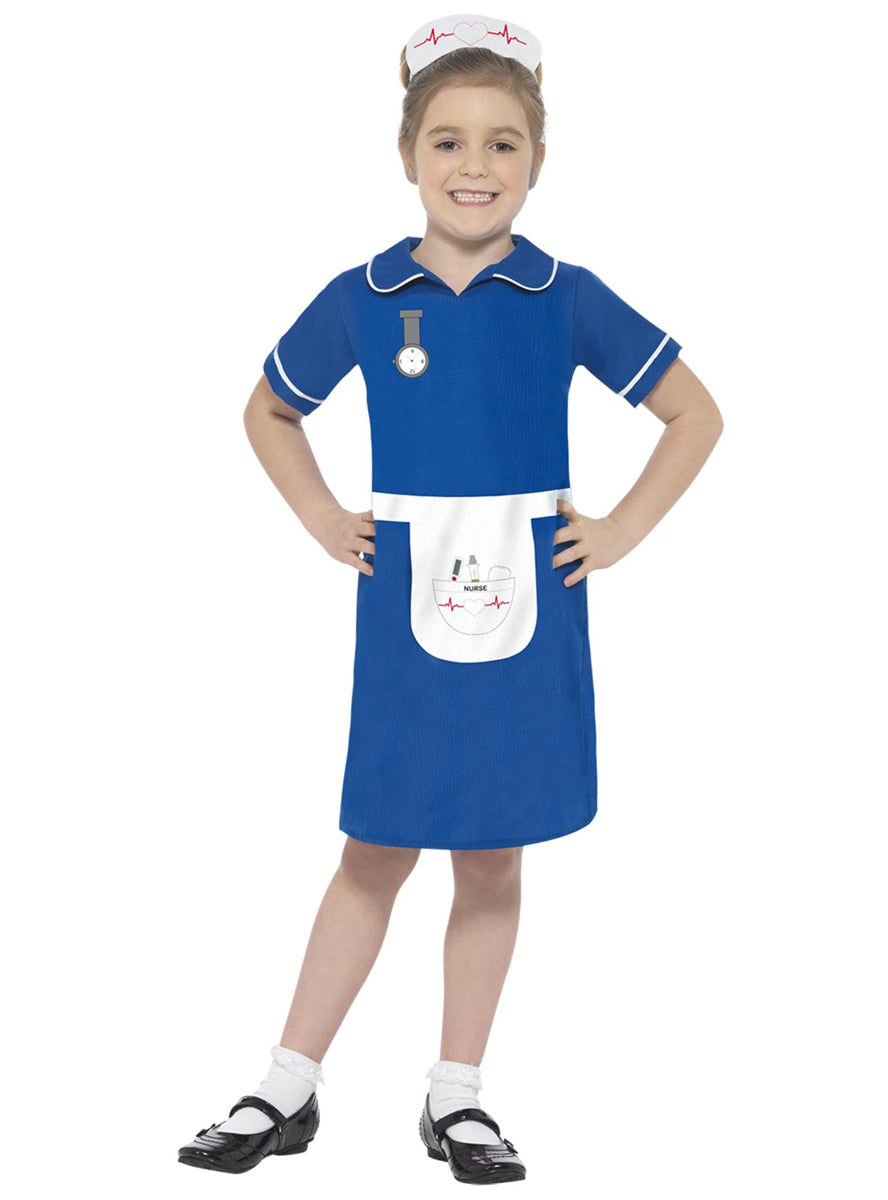 Girls Blue Vintage Nurse Costume | Nurse Costume for Girls