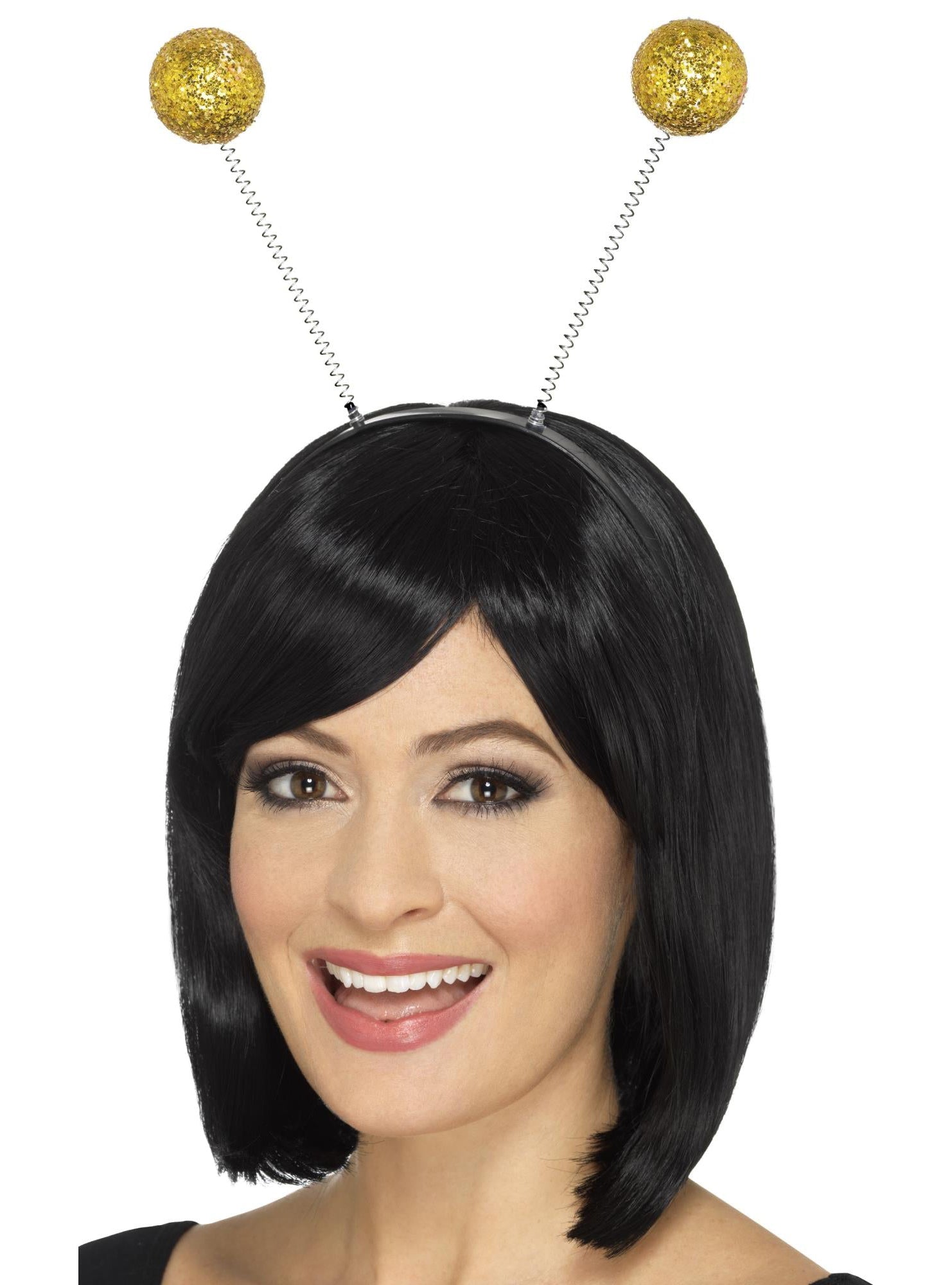 Gold Glitter Ball Head Bopper | Gold Alien Costume Headband