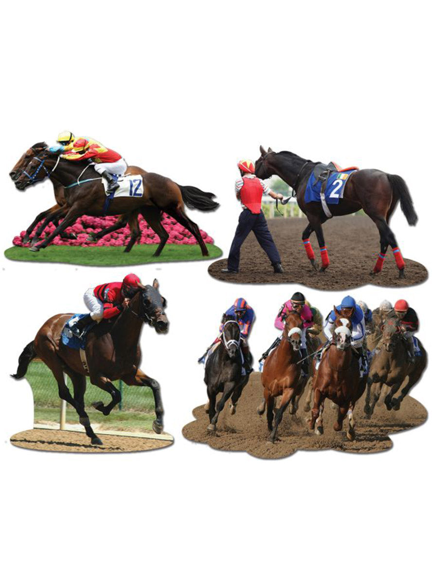 4 Pack Horse Racing Cut Outs | Horse Racing Party Supplies