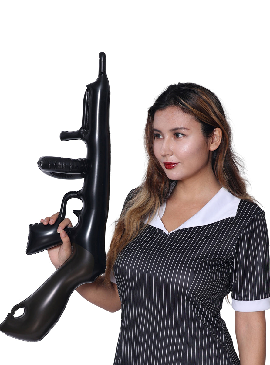 Inflatable Black Tommy Gangster Gun | Black 1920s Costume Gun