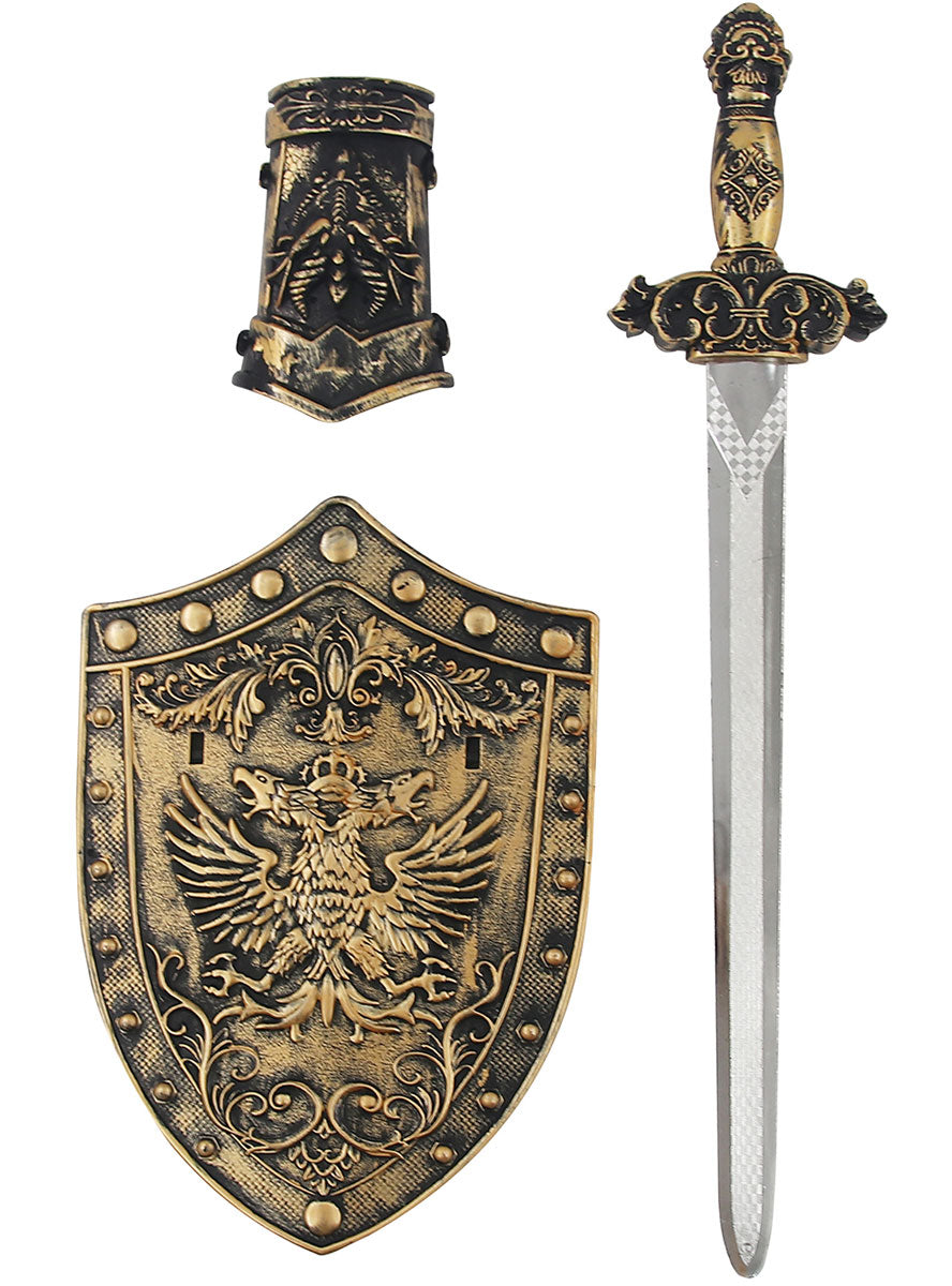 Gold Knight Costume Sword | Boys Medieval Knight Weapon Set