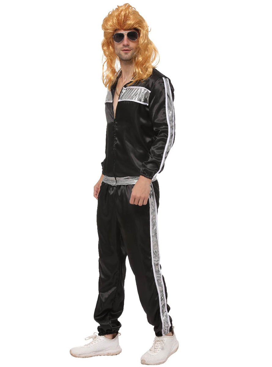 80s Mens Black and Silver Shell Suit | Retro 80s Tracksuit for Men