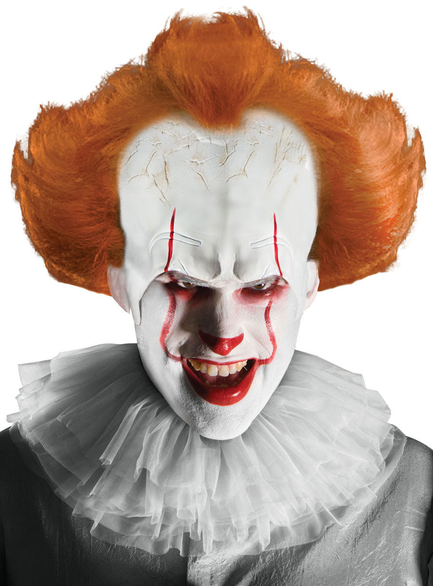 Latex Pennywise Mask with Hair | IT Costume Headpiece