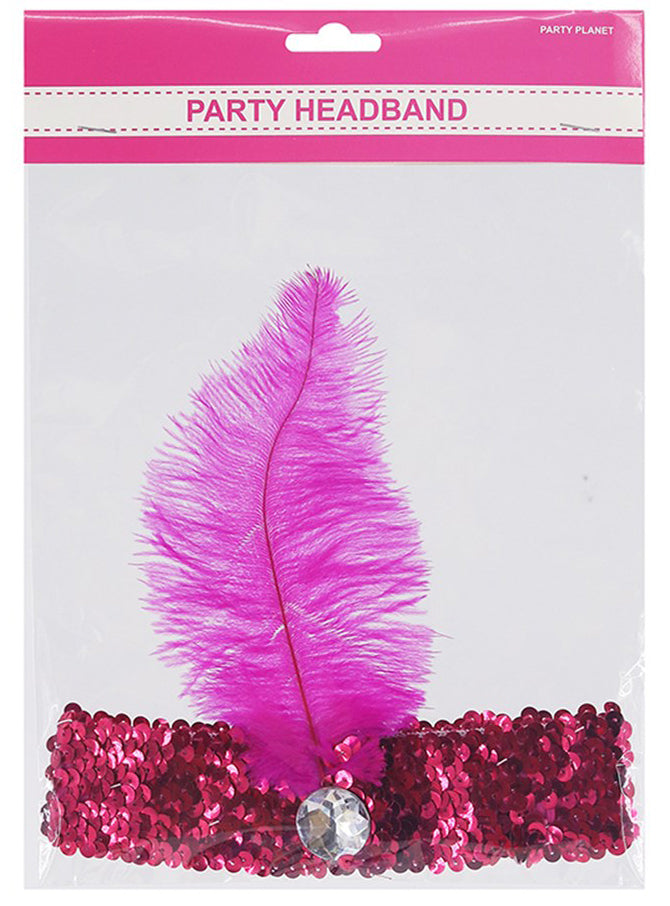 1920s Feather Costume Headband | Pink Flapper Costume Accessory
