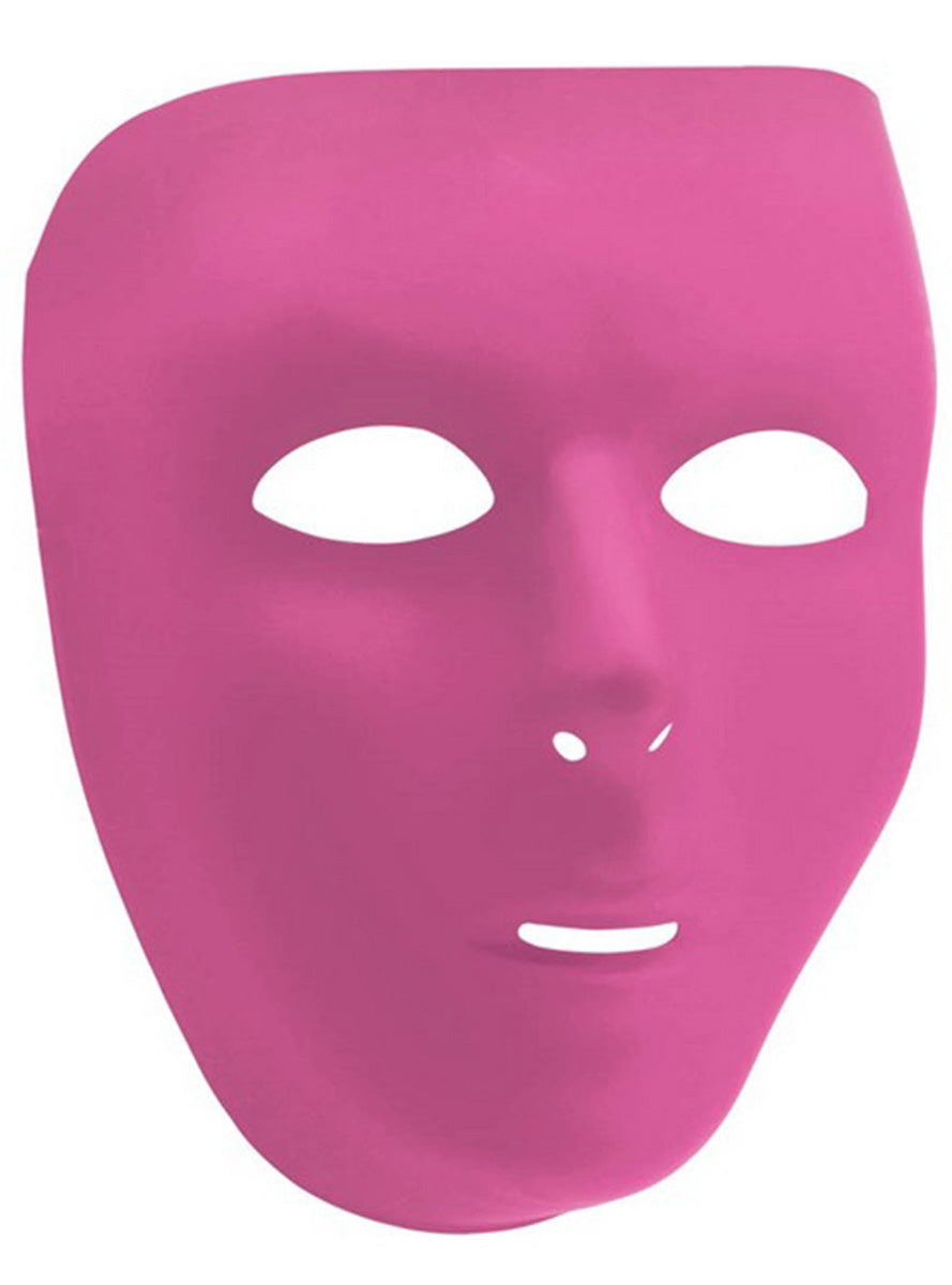 Adults Pink Blank Face Maks | Plain Face Pink Costume Mask