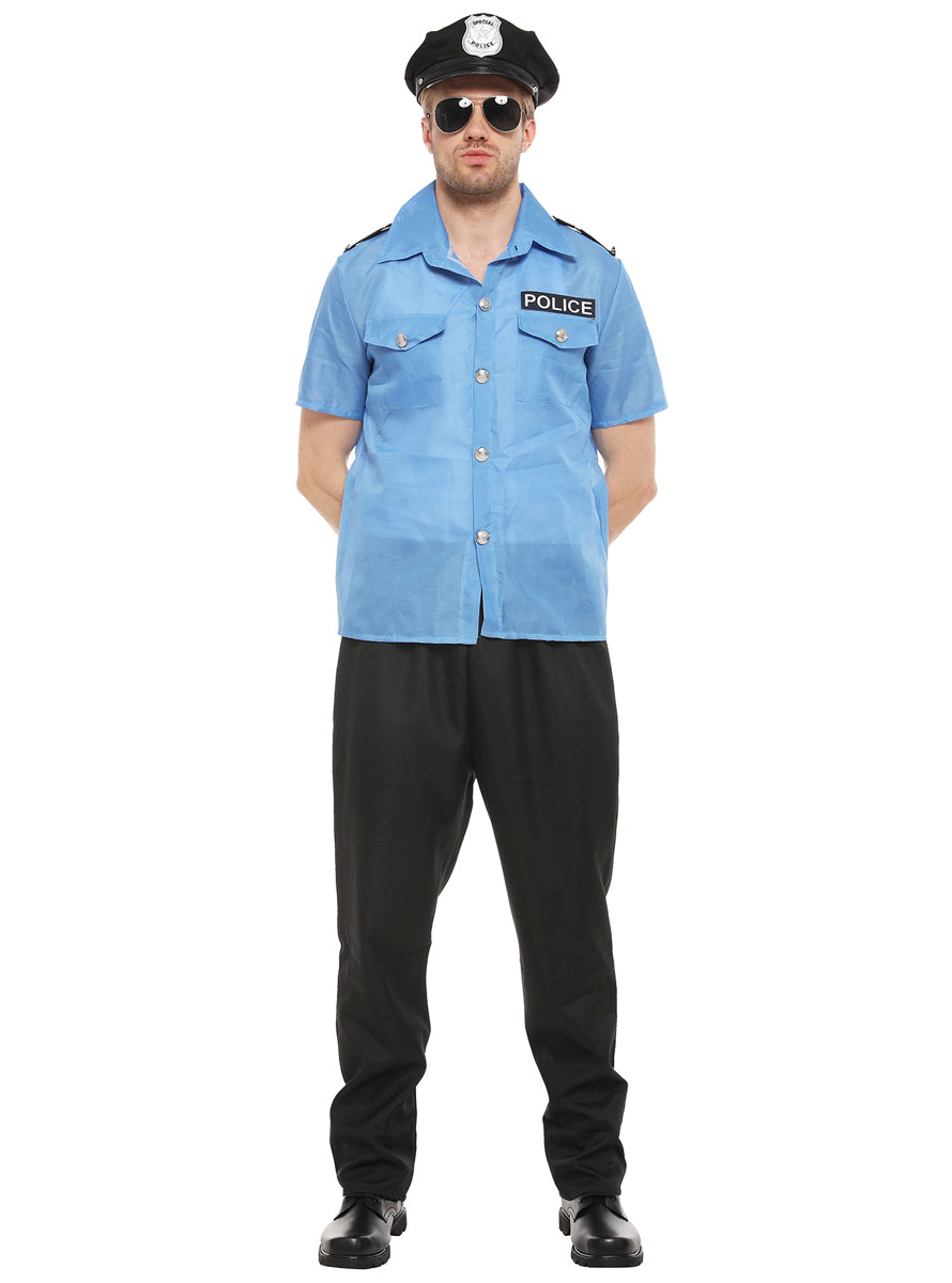 Mens Blue Police Officer Costume | Classic Cop Costume For Men