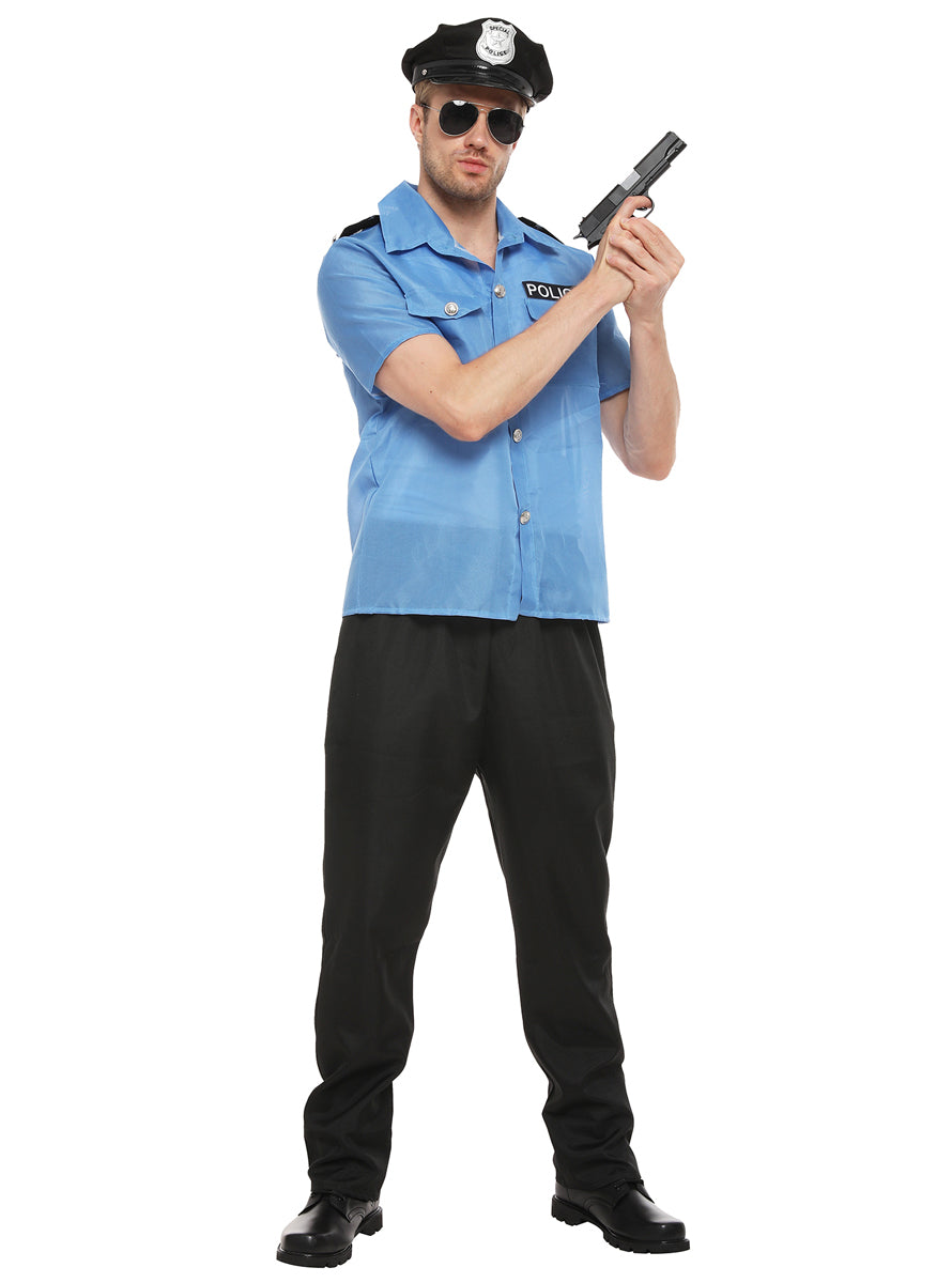 Mens Blue Police Officer Costume | Classic Cop Costume For Men