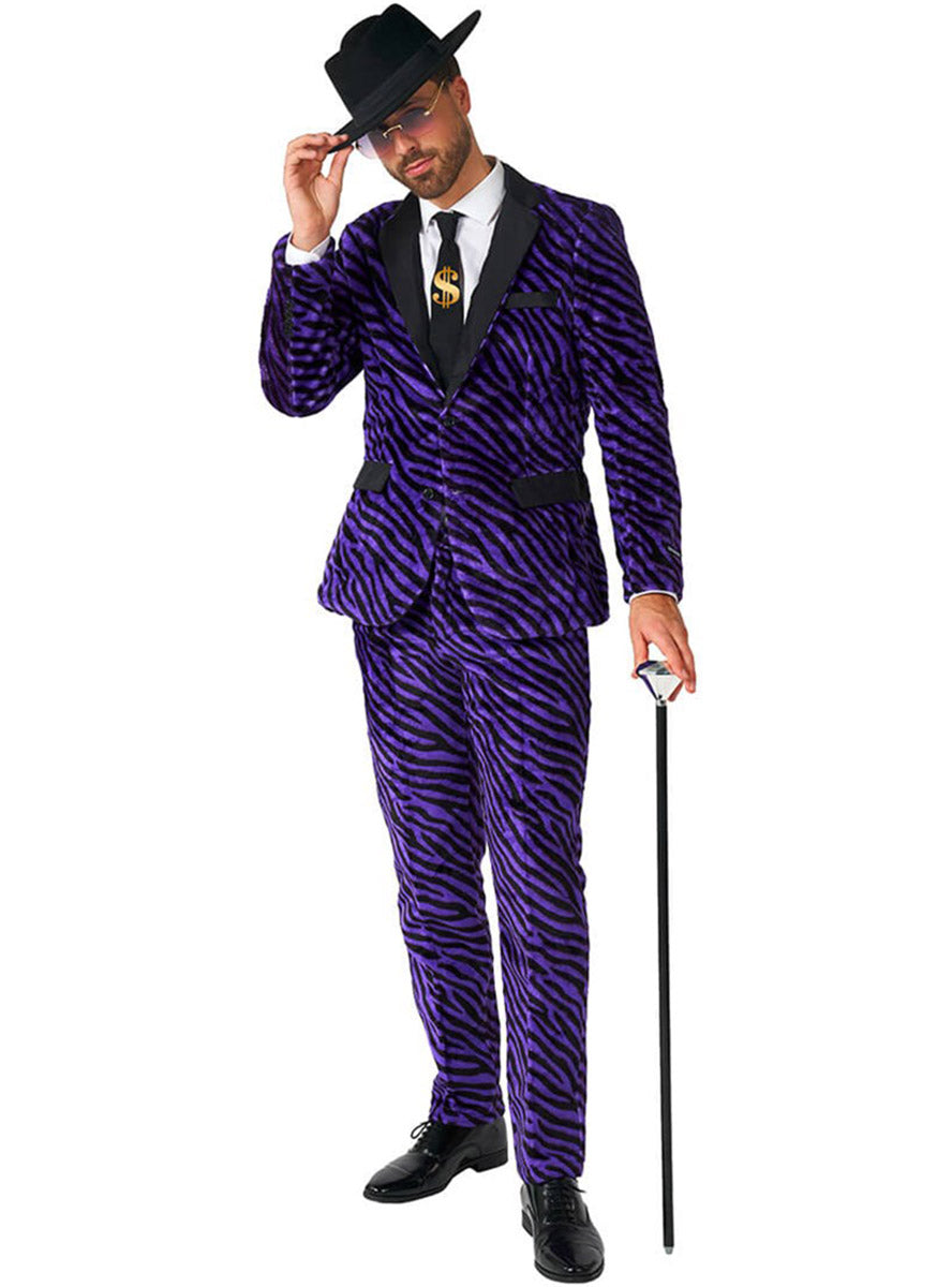 Purple Zebra Print Plus Size Costume Suit | Pimp Costume For Men