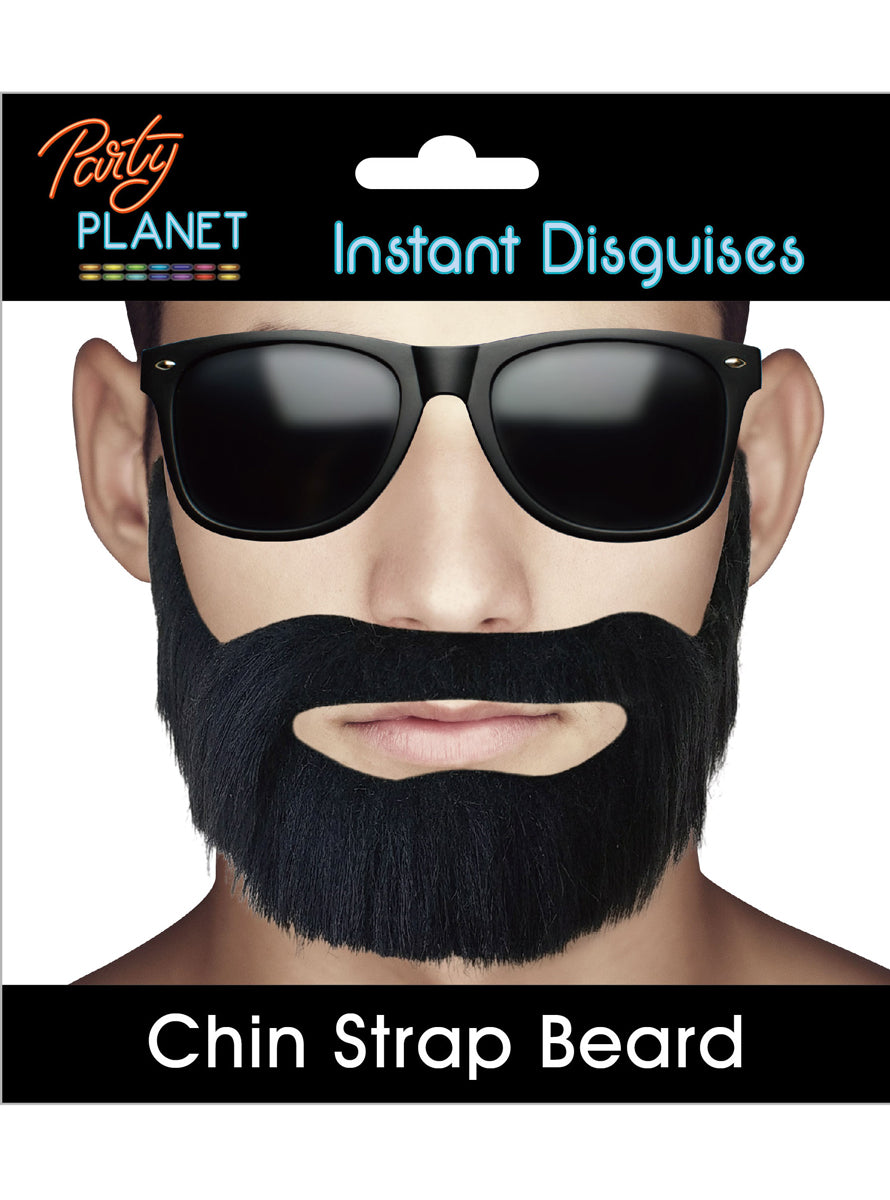 Mens Black Chinstrap Beard | Rapper Black Costume Beard