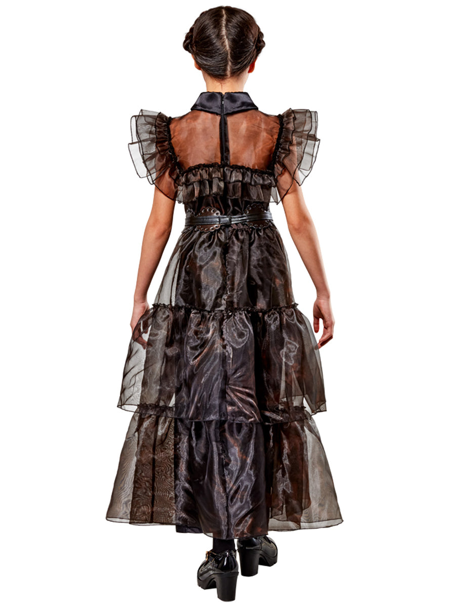 Girls Wednesday Addams Costume | Deluxe Wednesday Prom Dress