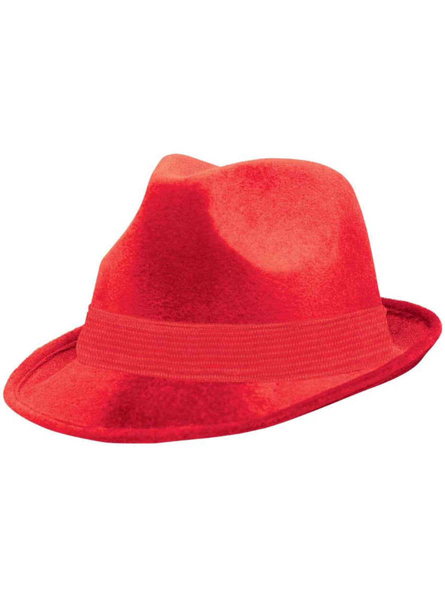 Adults Red Fedora Costume Hat | Red Velour Costume Hat