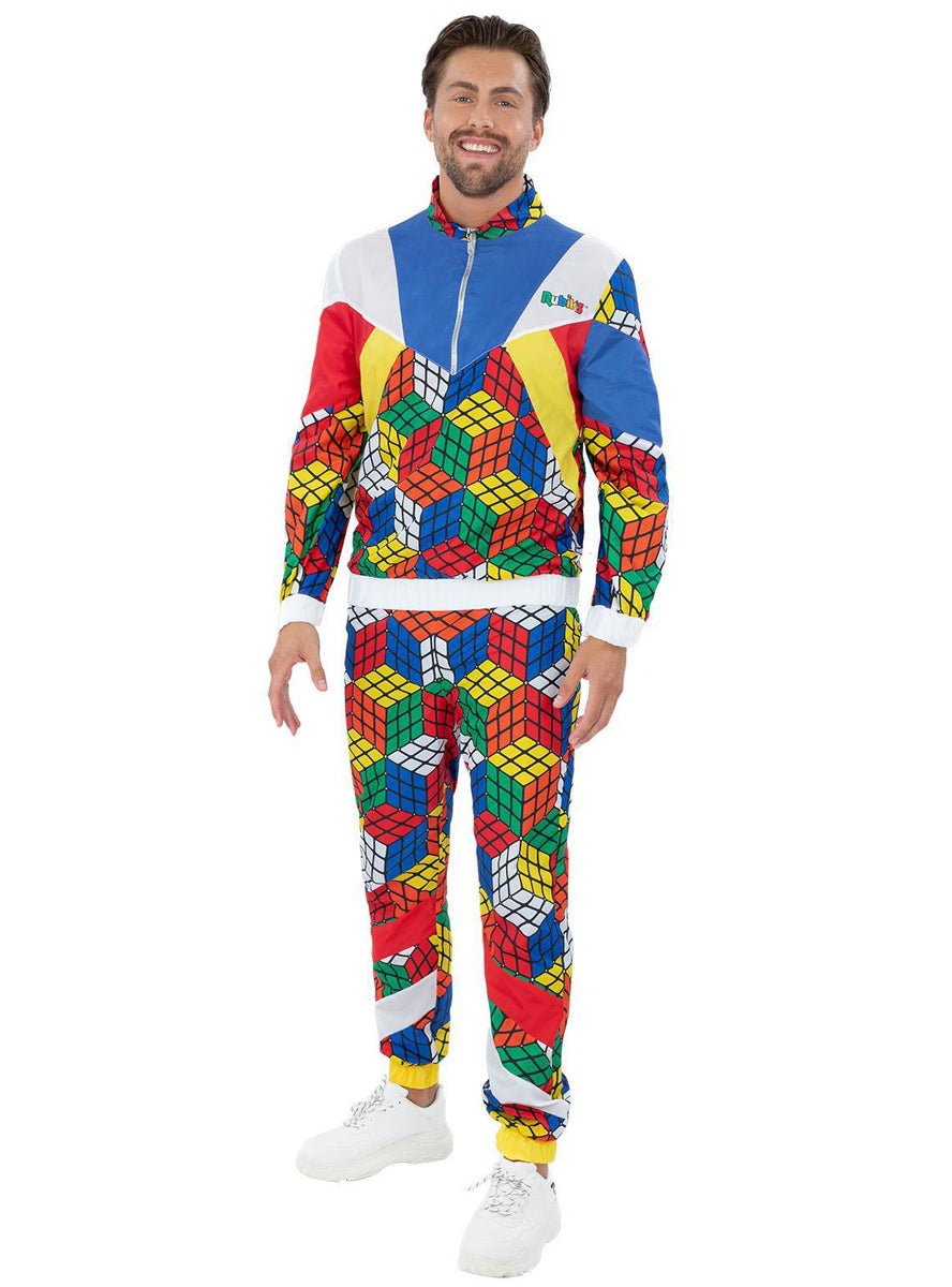 Mens Rubiks Cube Tracksuit Costume | 80s Costume for Men