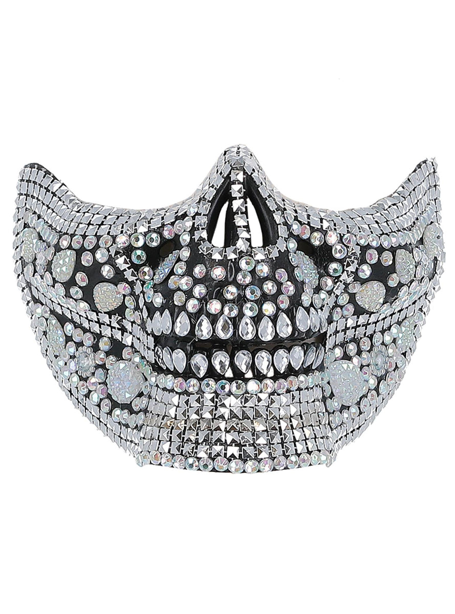 Half Face Skeleton Mask | Jewelled Halloween Costume Mask