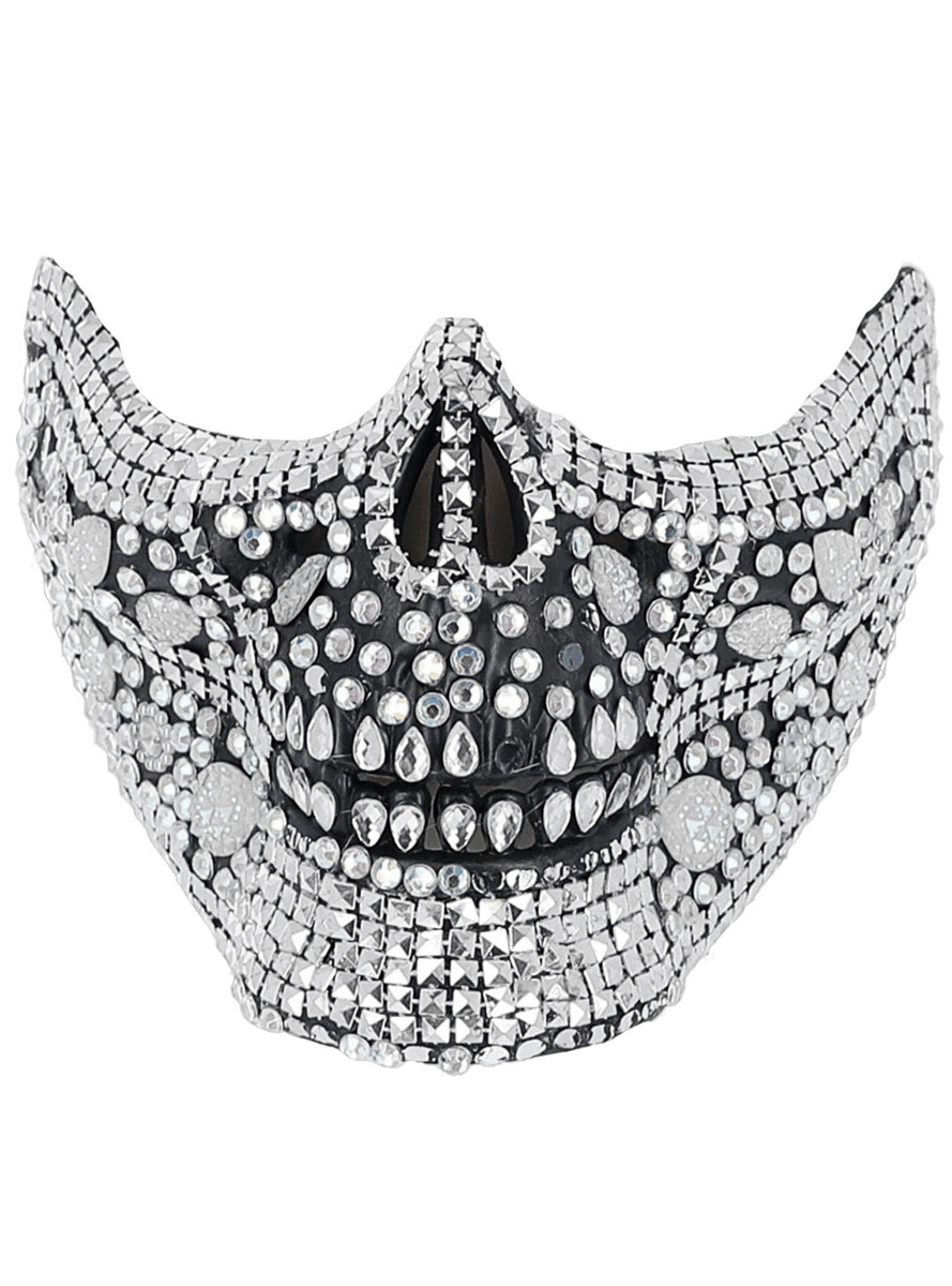 Half Face Skeleton Mask | Jewelled Halloween Costume Mask