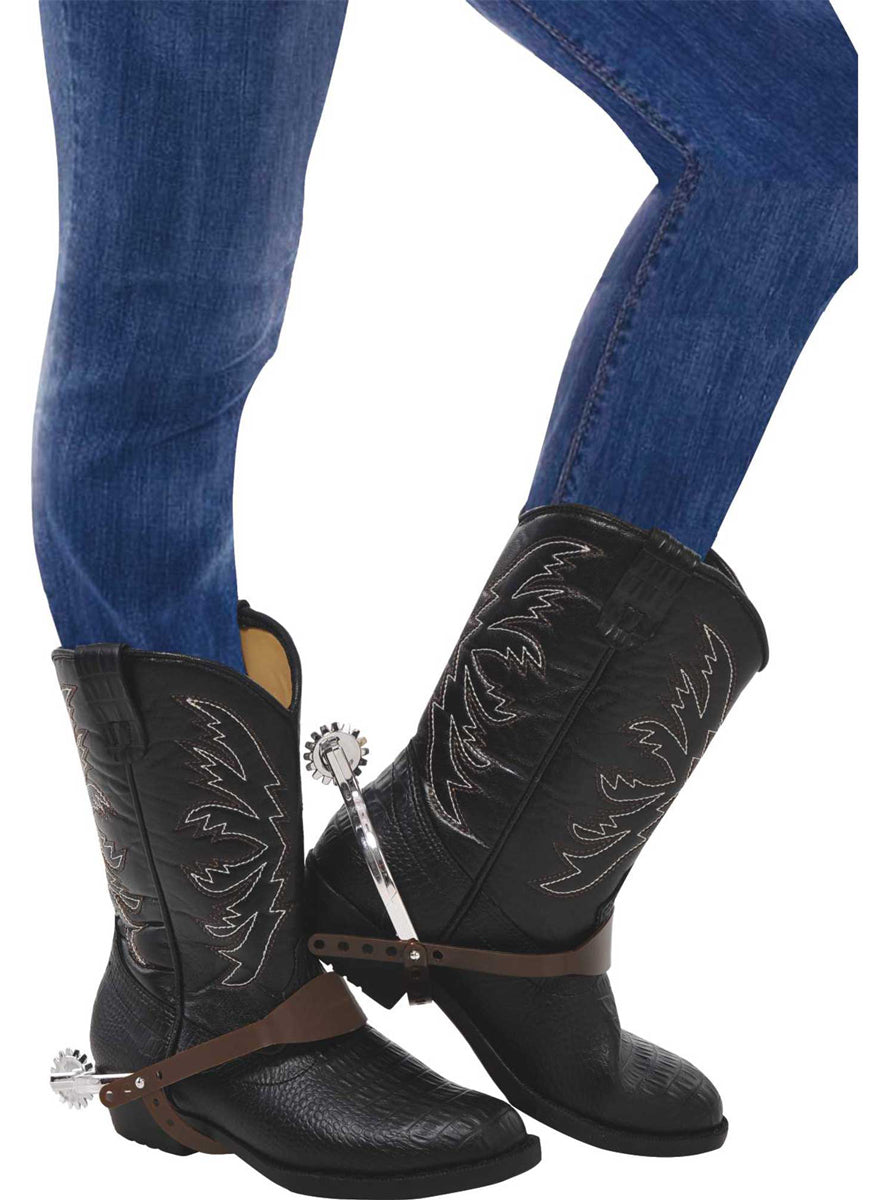 Black And Brown Spurs | Cowboy Spurs Costume Accessory