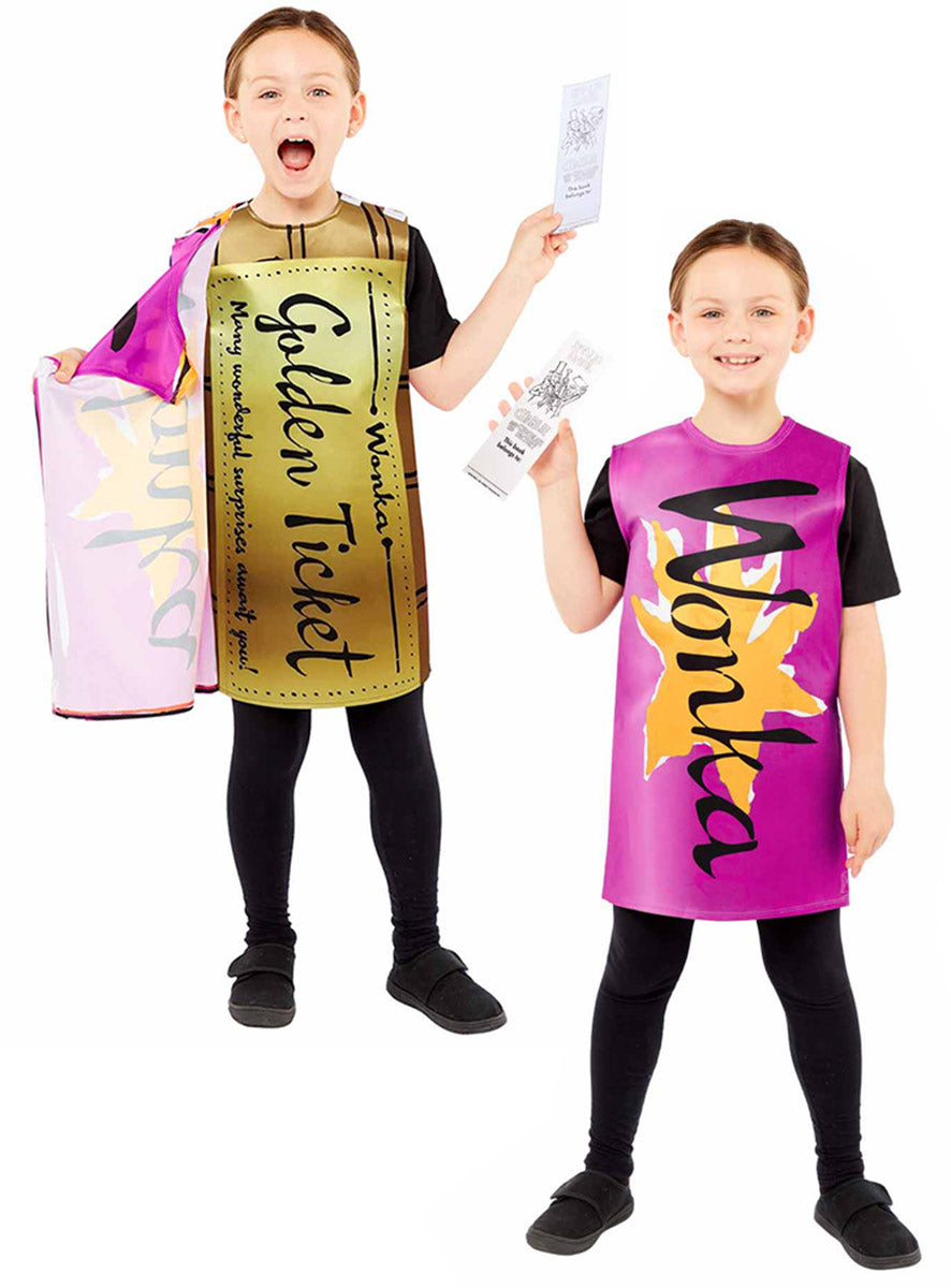 Willy Wonka Golden Ticket Costume | Girls Roald Dahl Costume