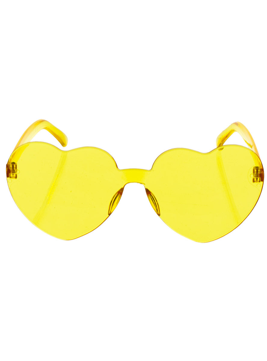 Yellow Heart Shaped Costume Glasses | Yellow Costume Glasses