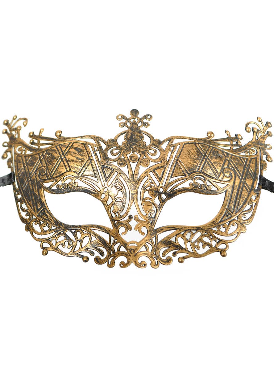 Decorative Gold Masquerade Mask with Ties