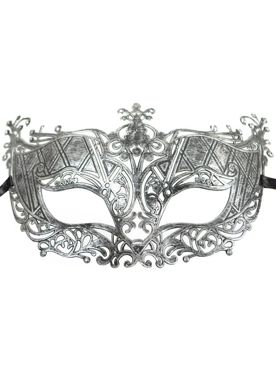 Decorative Silver Masquerade Mask with Ties
