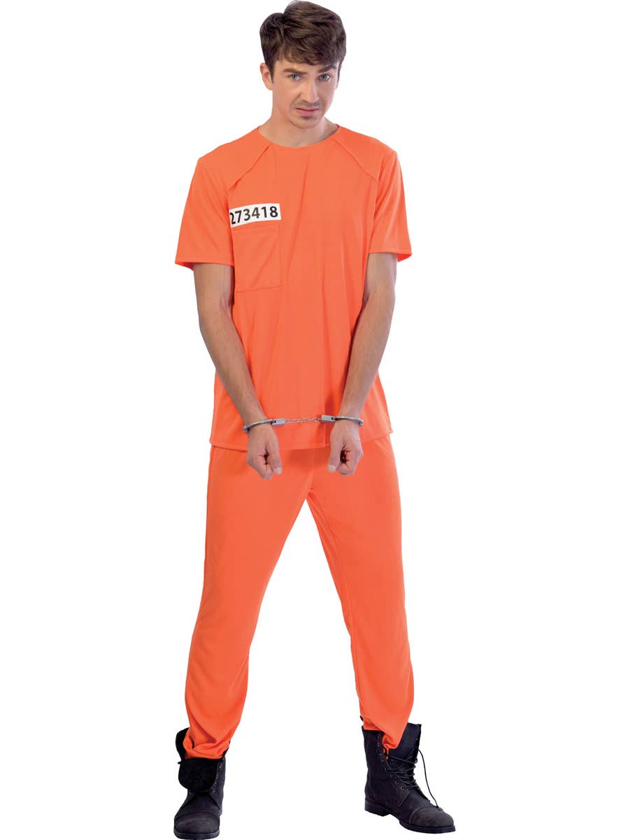 Mens Plus Size Orange Prisoner Uniform Costume