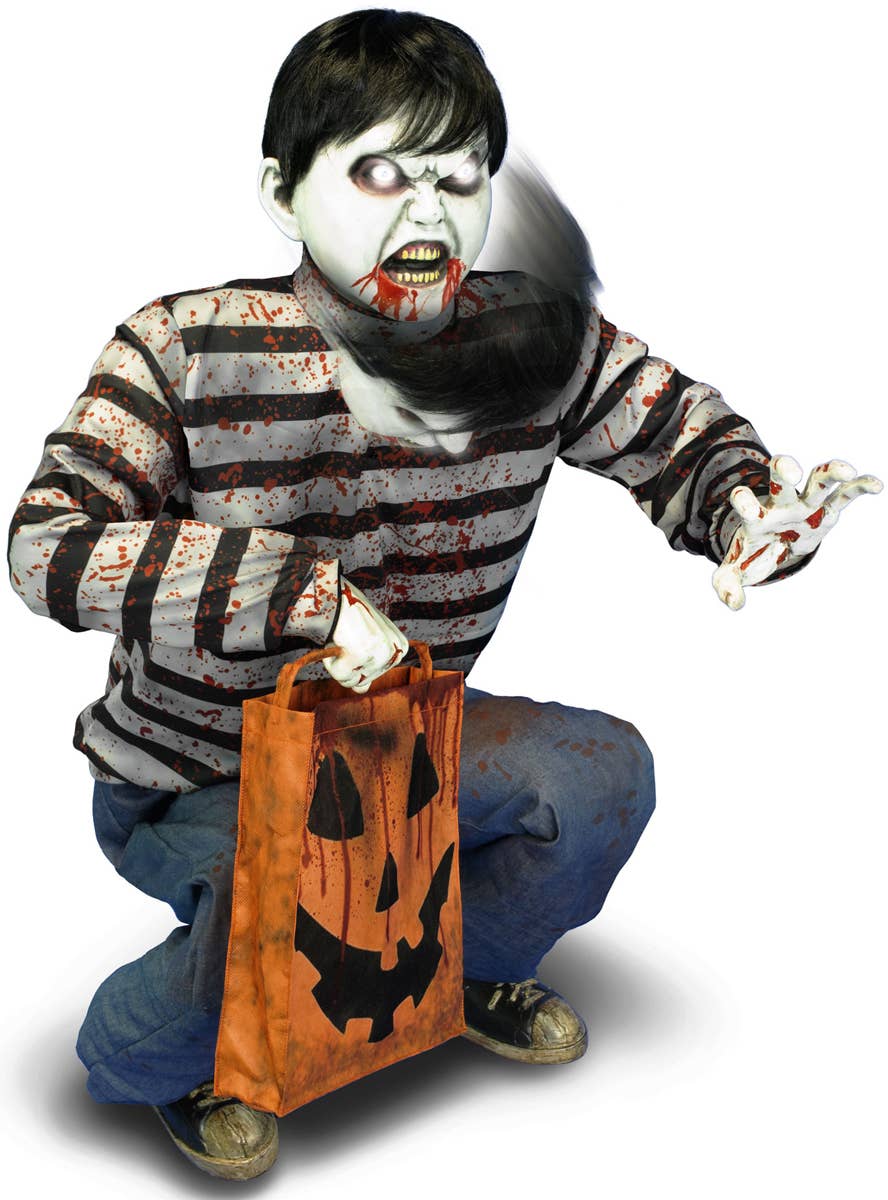 Crouching Zombie Child Animatronic Halloween Prop