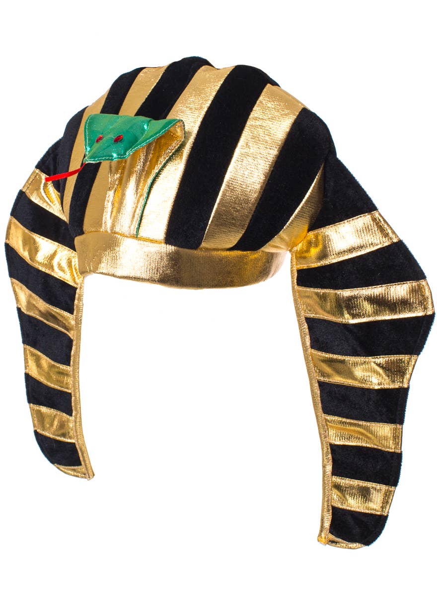Egyptian Pharaoh Hat | Black & Gold Egyptian Costume Hat with Snake