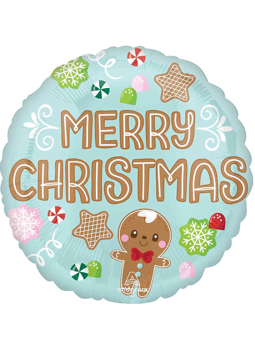 Light Blue Christmas Foil Balloon | 45cm Christmas Balloon