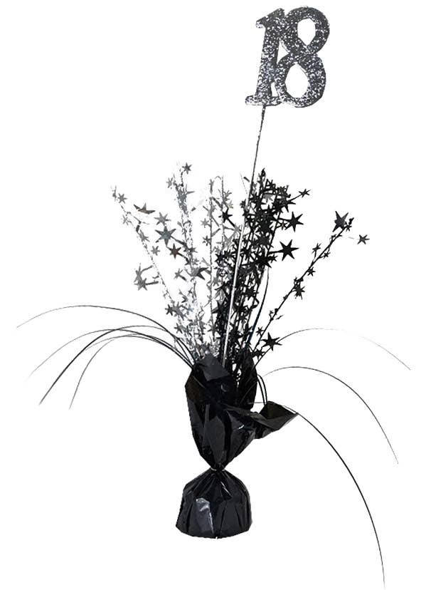 18th Birthday Silver and Black Stars Balloon Weight