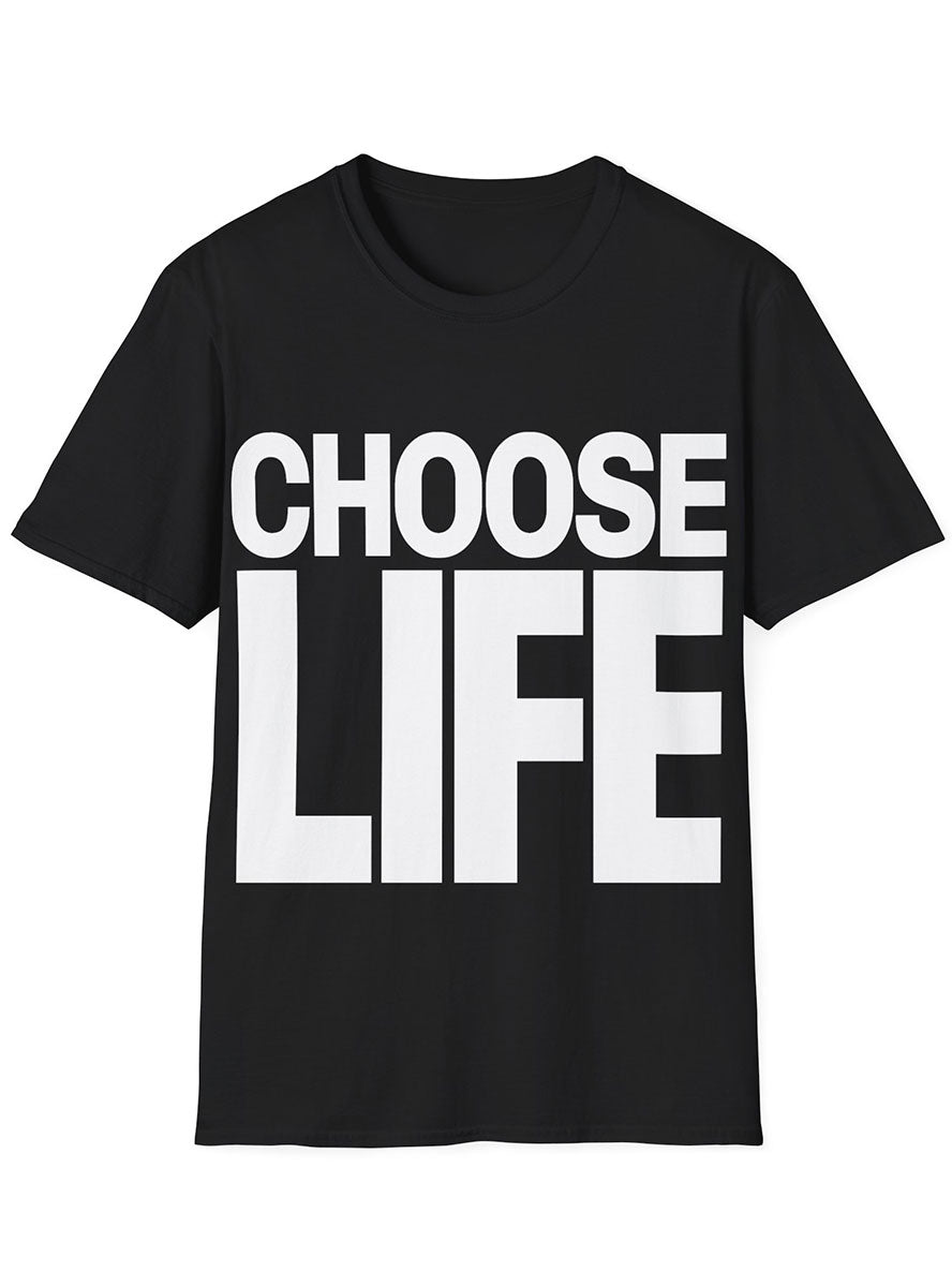 Adults Black and White Choose Life Shirt | 80s Costume