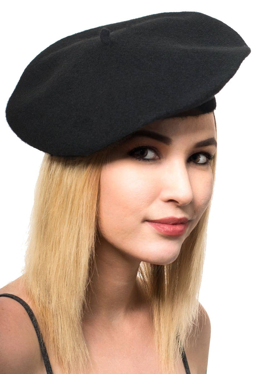 Black French Beret Costume Hat | Adults Black French Beret