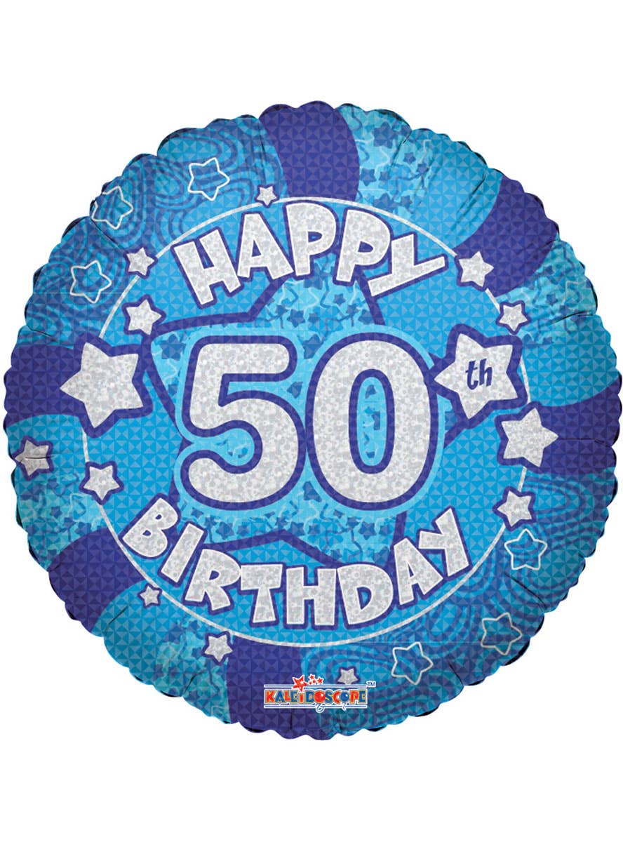 50th Birthday Blue Holographic Balloon | Party Supplies