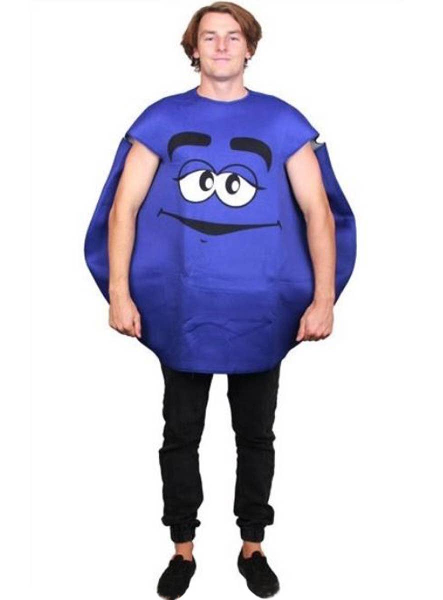 Blue Funny Adults M&M Costume | Blue M&M Adults Dress Up Outfit