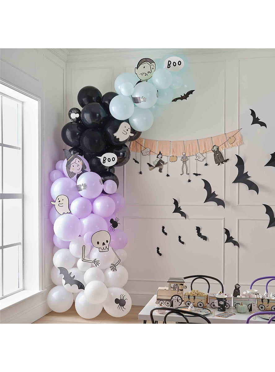 5 Pack Bat Confetti Latex Balloon | Halloween Party Balloons