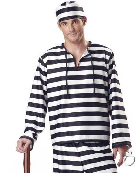 Jailbird Striped Prisoner Dress Up | Mens Convict Uniform Costume