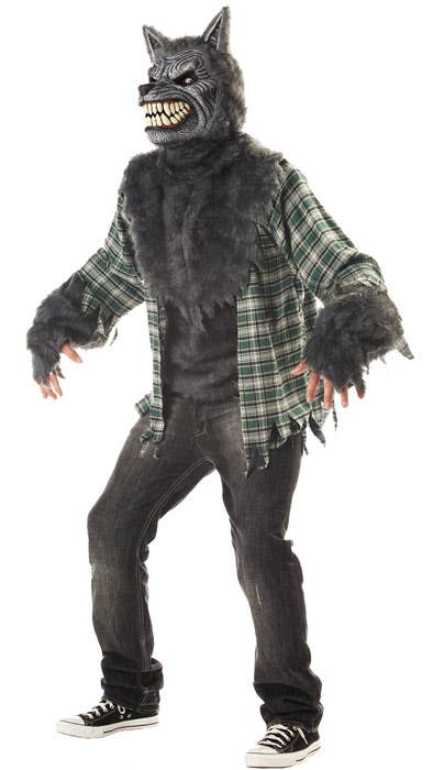 Grey Faux Fur Wolf Dress Up | Full Moon Werewolf Costume for Men