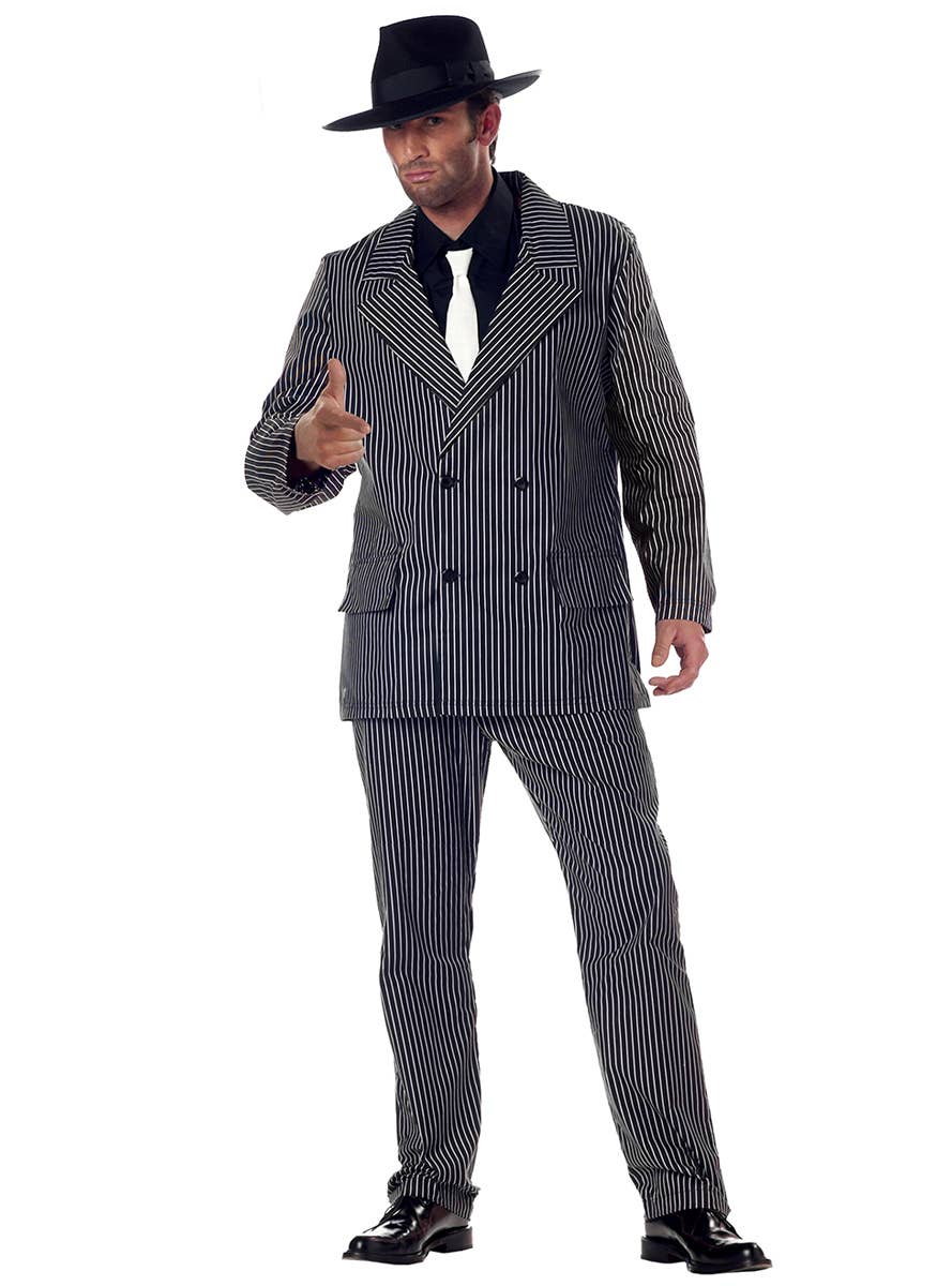 Pinstripe Mob Boss Costume | Mens 1920s Gangster Dress Up Costume