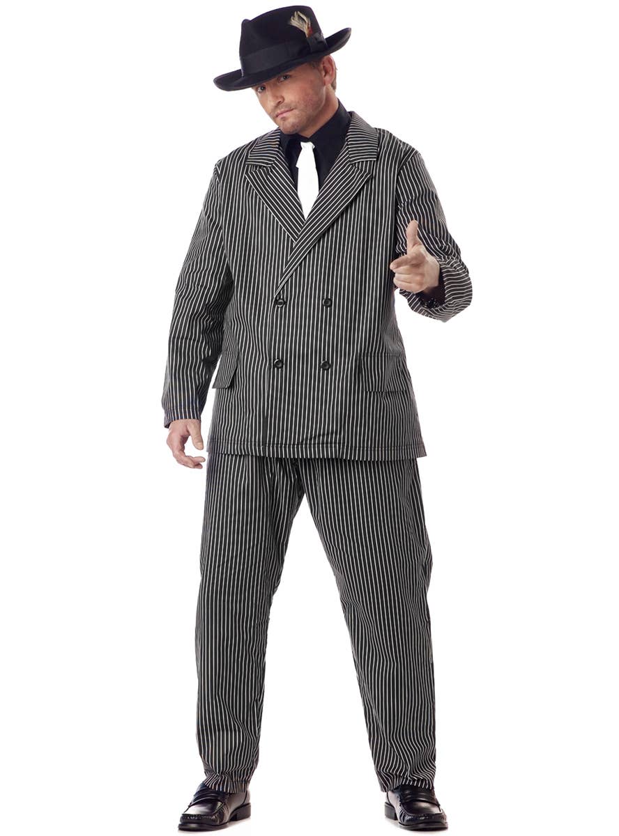 Plus Size Pinstripe Mob Boss Costume | 1920s Mens Gangster Dress Up