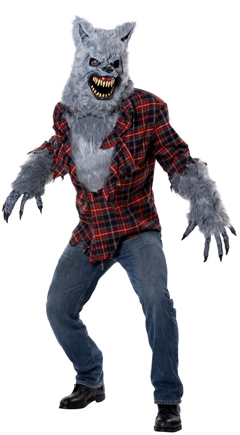 Tattered Grey Werewolf Dress Up | Mens Lycan Wolf Halloween Costume