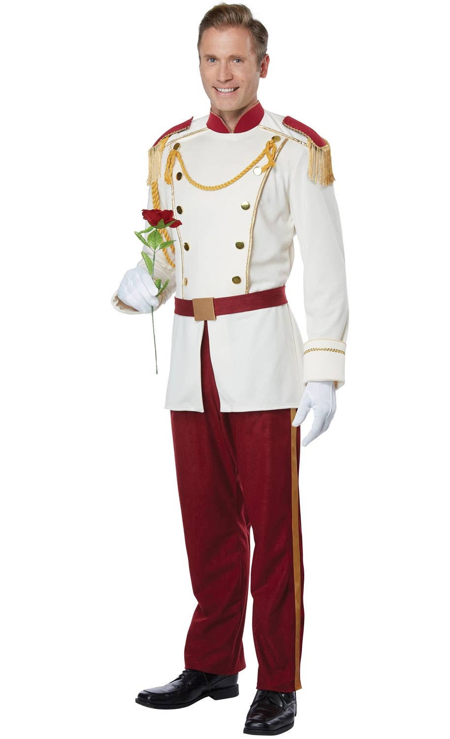 Red & White Prince Charming Costume | Mens Storybook Prince Costume