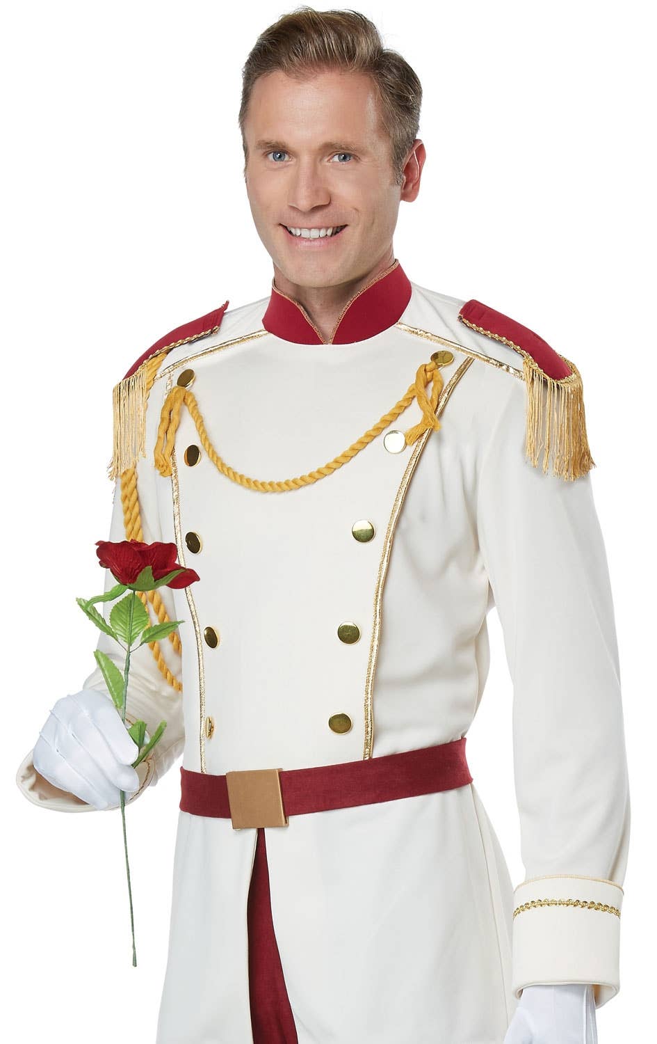 Red & White Prince Charming Costume | Mens Storybook Prince Costume